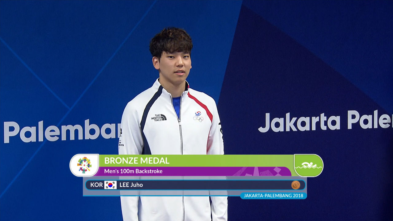 [영상][수영][남자 100m 배영] 첫 출전서 남자 배영 100m 동메달 따낸 이주호