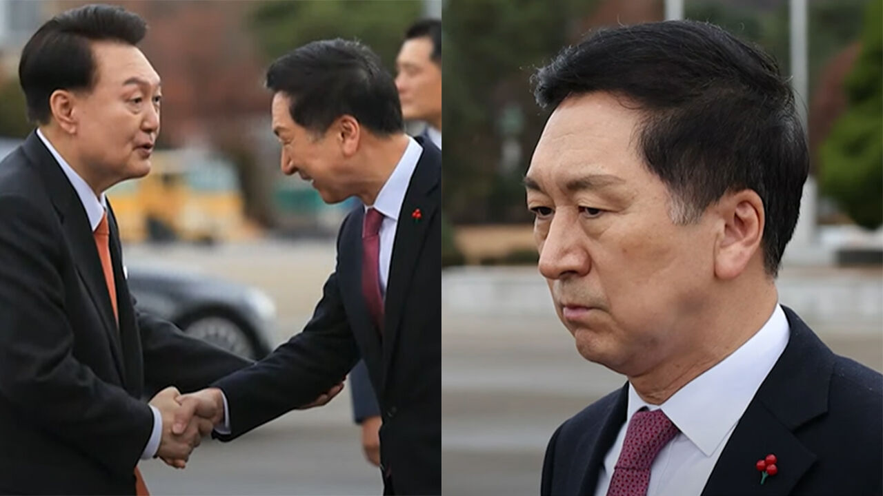 윤 대통령 환송길 굳은 표정…김기현 사퇴 예견