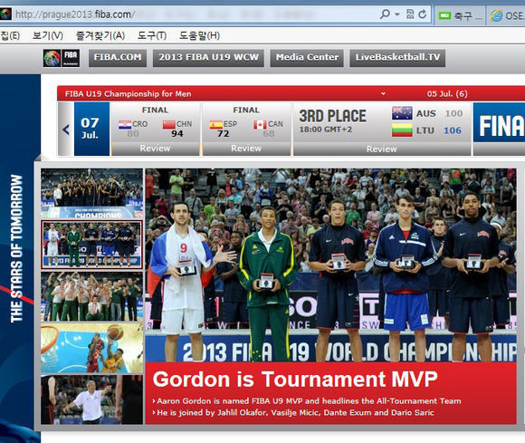 SBS 스포츠 골프 뉴스 : 전체뉴스 : '美 최강확인' 애런 고든, U19 세계선수권 MVP 수상 : SBS