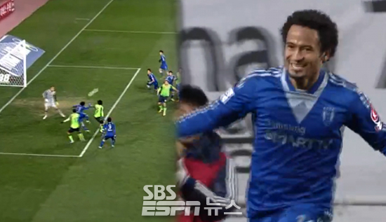 SBS Golf 뉴스 : 전체 뉴스 : [영상] '작지만 강하다' 수원 산토스, '헤딩 결승골 작렬' : SBS Golf