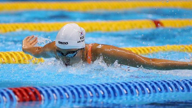 SBS 2018 자카르타-팔렘방 아시안게임 : 아시안게임 소식 : [영상] 여자 접영 200m 예선, 예선 1조 3위, 안세현 결승 진출! : SBS