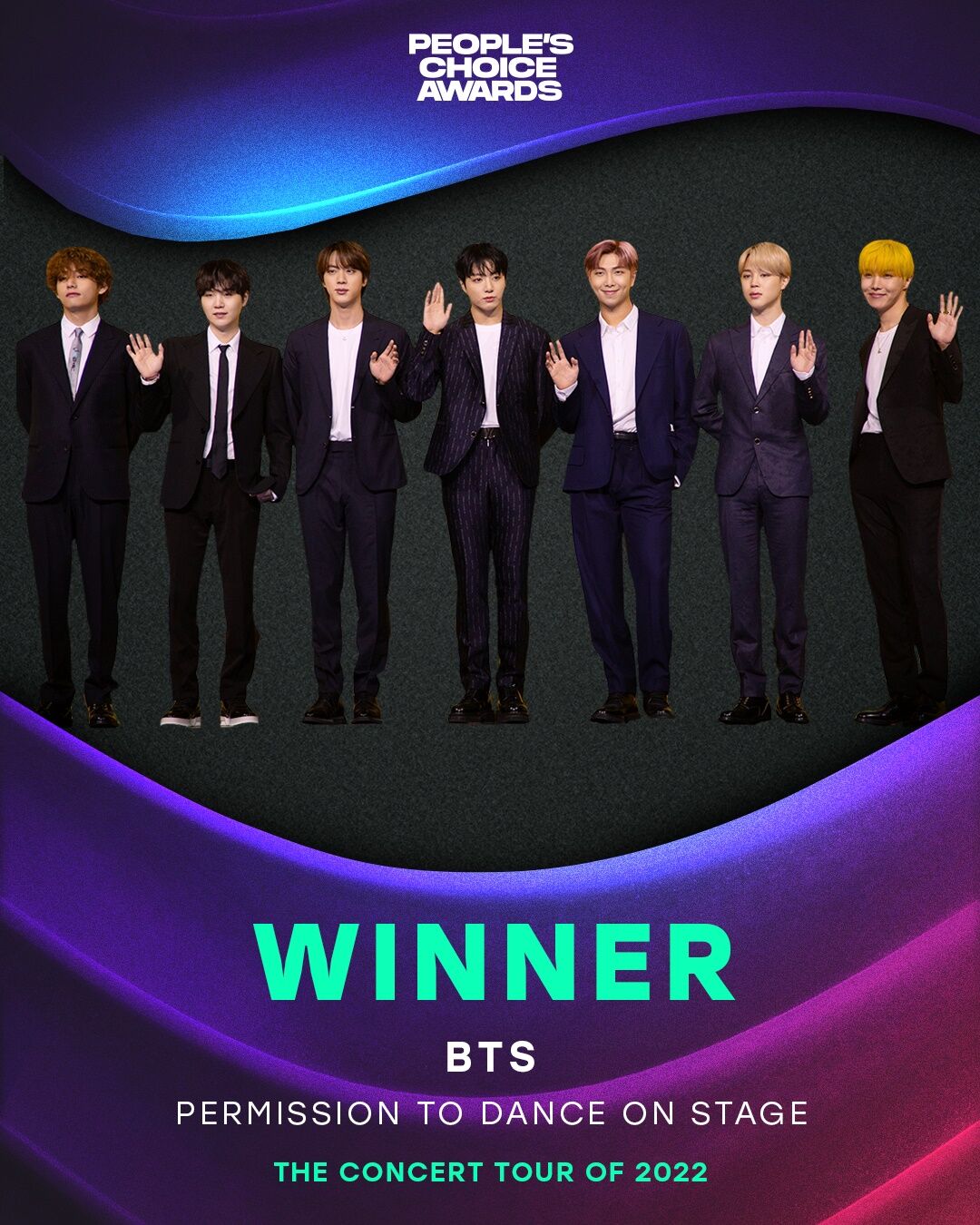 방탄소년단, 美 '2022 피플스 초이스 어워즈'서 3관왕