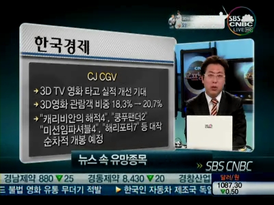 [뉴스속 유망종목] CJ CGV, 3D 영화 타고 실적개선 기대 - SBS Biz