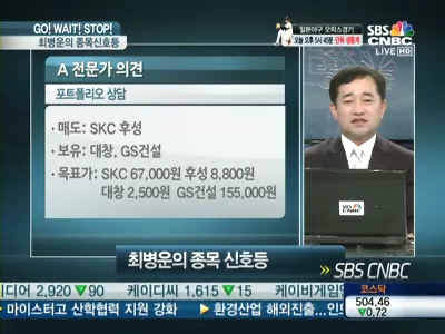 [최병운의 종목신호등]GS건설·SKC·대창·후성·인프라웨어 - SBS Biz