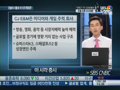 [특징주]CJ E&M, 게임개발 지주사·슈스케3 기대감에 '쑥쑥' - SBS Biz