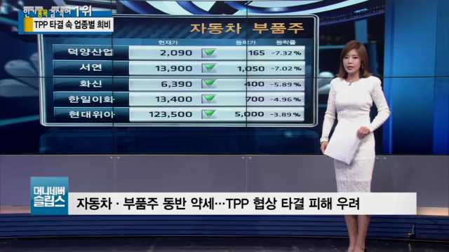 [특징주] TPP 폭풍 몰아친 국내증시…울고 웃은 업종은? - SBS Biz